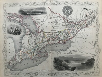 1851 Antique Map; West Canada: Southern Ontario by John Tallis / Rapkin ...