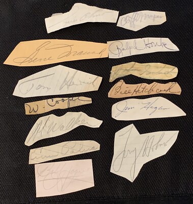 LOT OF (13) SIGNED AUTOGRAPHED MOUNTED VINTAGE CUT SIGNATURES LEGENDS ...