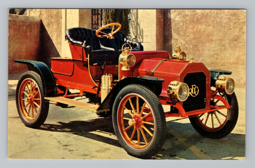 Antique Car 1908 Reo Red Auto Spoke Wheels Street View Postcard | eBay