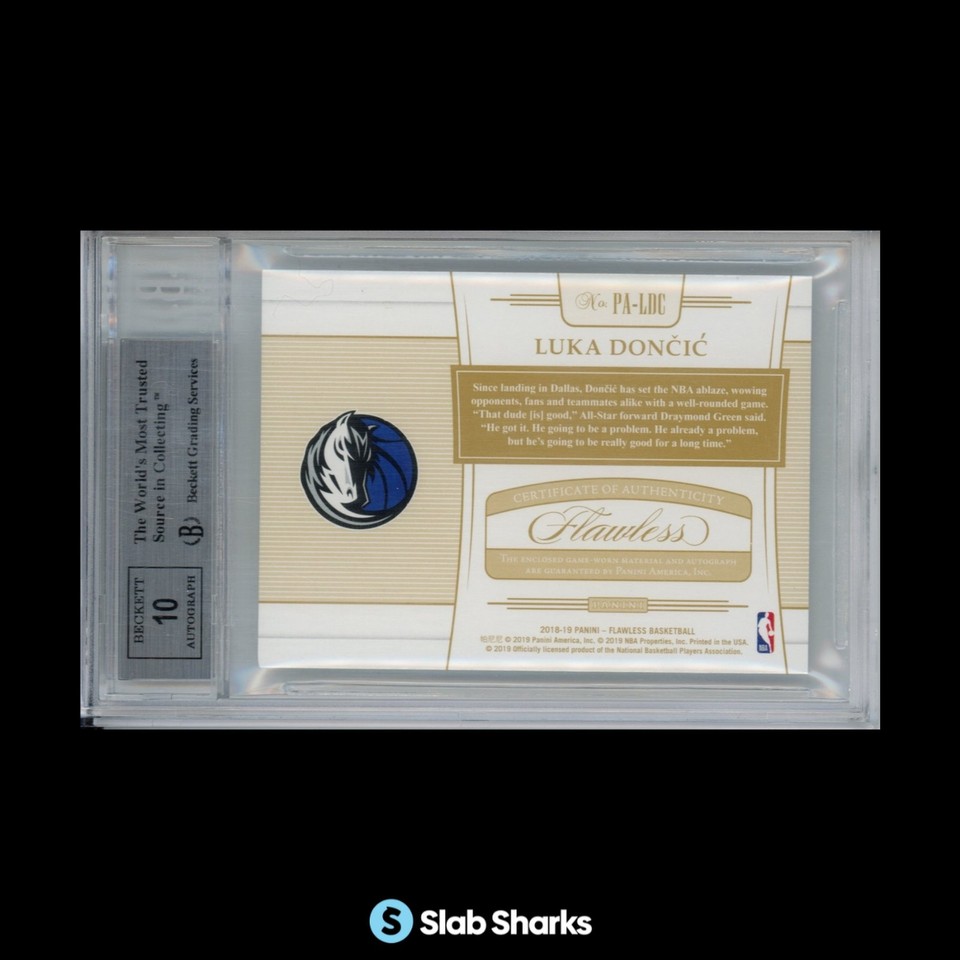 2018 PANINI FLAWLESS LUKA DONCIC RUBY ROOKIE PATCH AUTO RC /15 BGS 9 ...