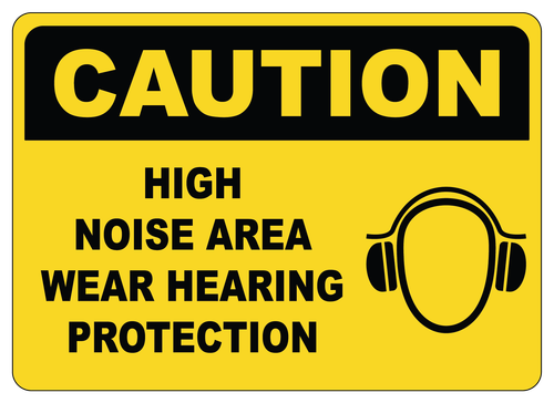 OSHA CAUTION: HIGH NOISE AREA WEAR HEARING | Laminated Vinyl Decal ...