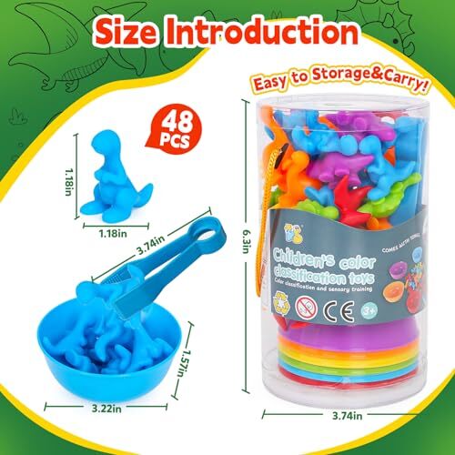 Counting Dinosaur Color Sorting Toys for Toddlers 1-3,Montessori ...