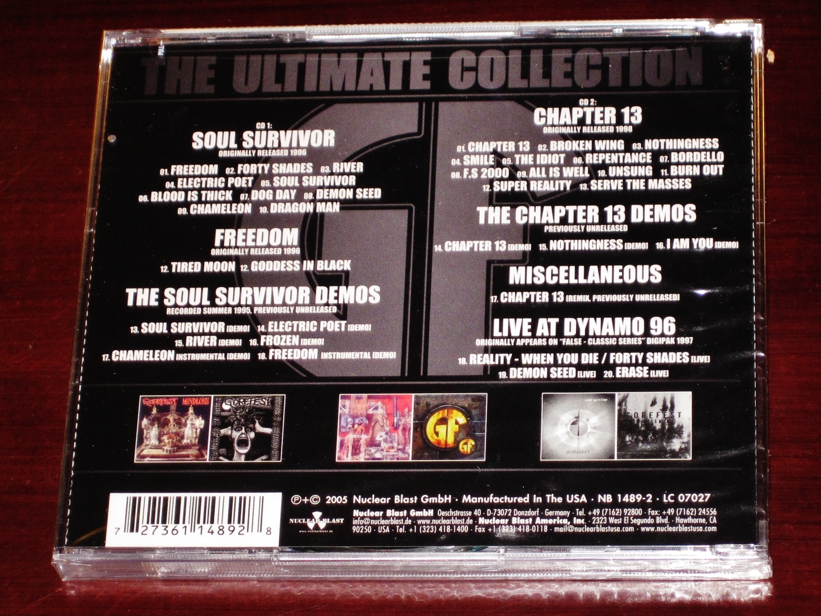 Gorefest: Soul Survivor + Chapter 13 2 CD Set 2005 Nuclear Blast NB ...