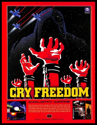1998 Colony Wars Retro Video Game PRINT AD PS1 Space Combat Red Hands ...
