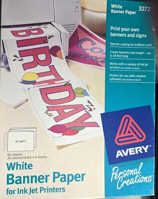 Avery 3272 White Banner Paper for Ink Jet Printers Graduation Wedding ...