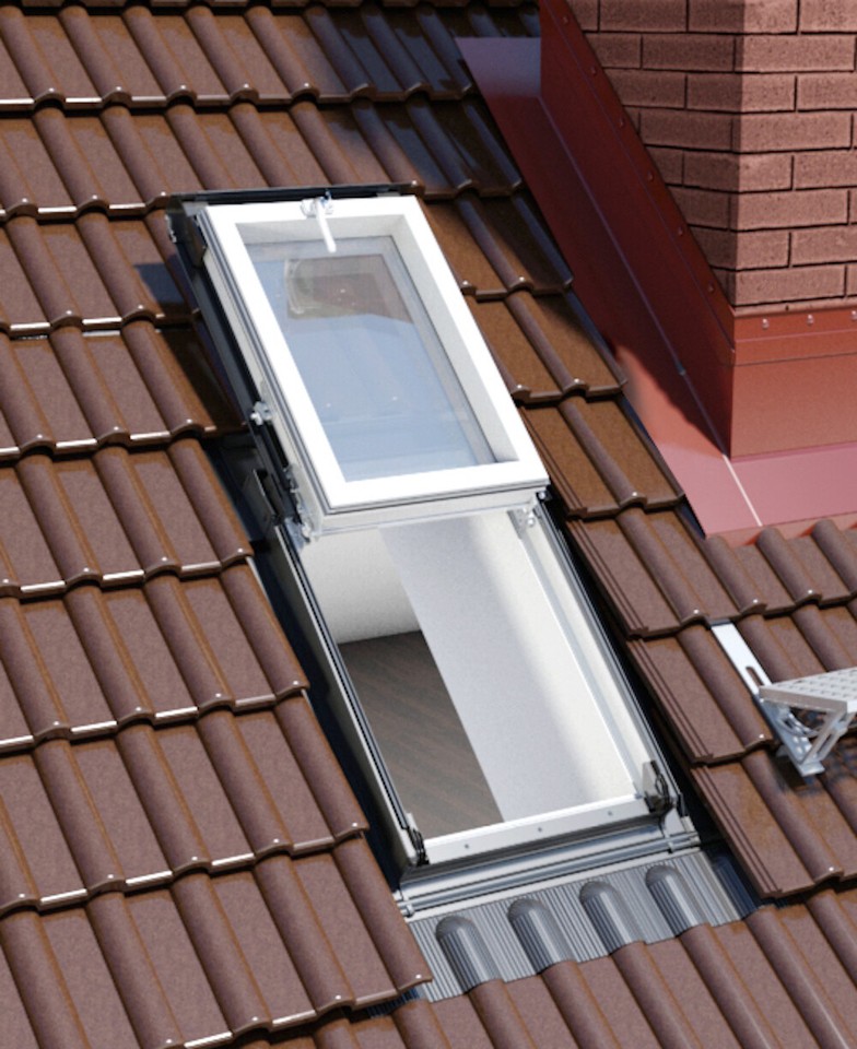 PVC White Top Hung Escape Access Roof Windows 55cm x 78cm Flashing ...