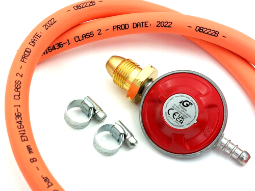 IGT LPG Screw On Propane Gas Regulator With 2 Metre 8mm ID Hose Pipes ...