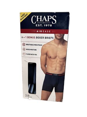 Chaps ~ 5Pair Mens Boxer Briefs Underwear Cotton Blend Breathable Black ...