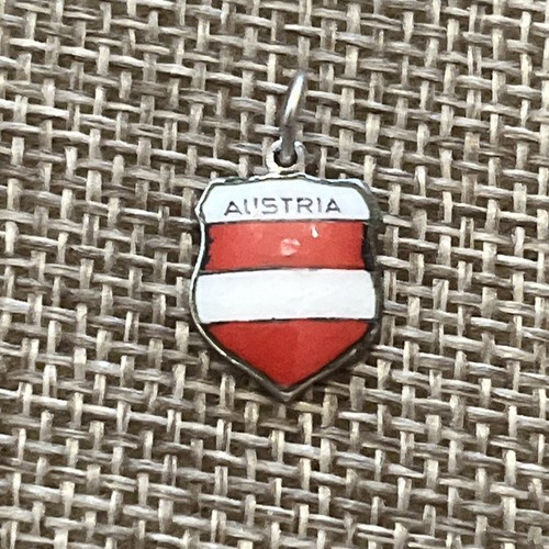 Vintage 800 Silver Austria Flag Enamel Travel Shield Charm Marked B&B ...