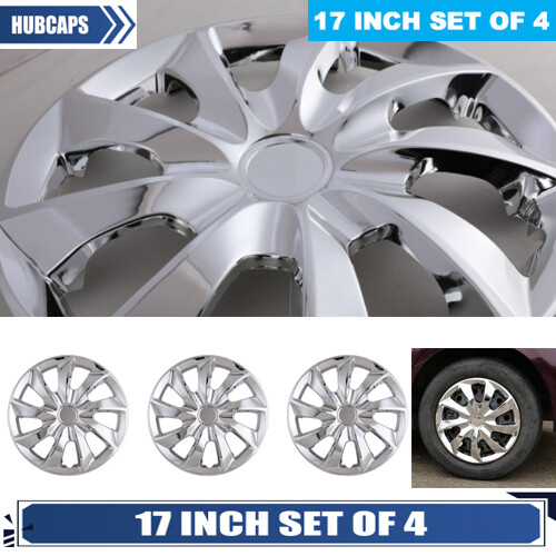 4 Pcs 17" Chrome Steel Wheel Covers Rim Snap On Hub Caps Fits R17 Tire ...