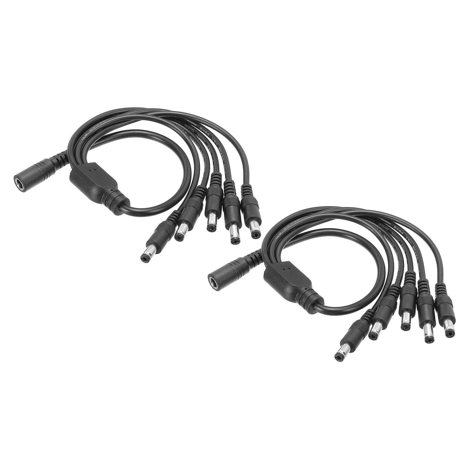 1 Female to 5 Male DC Power Splitter Cable, 2 Pack 5.5mmx2.1mm Splitter ...