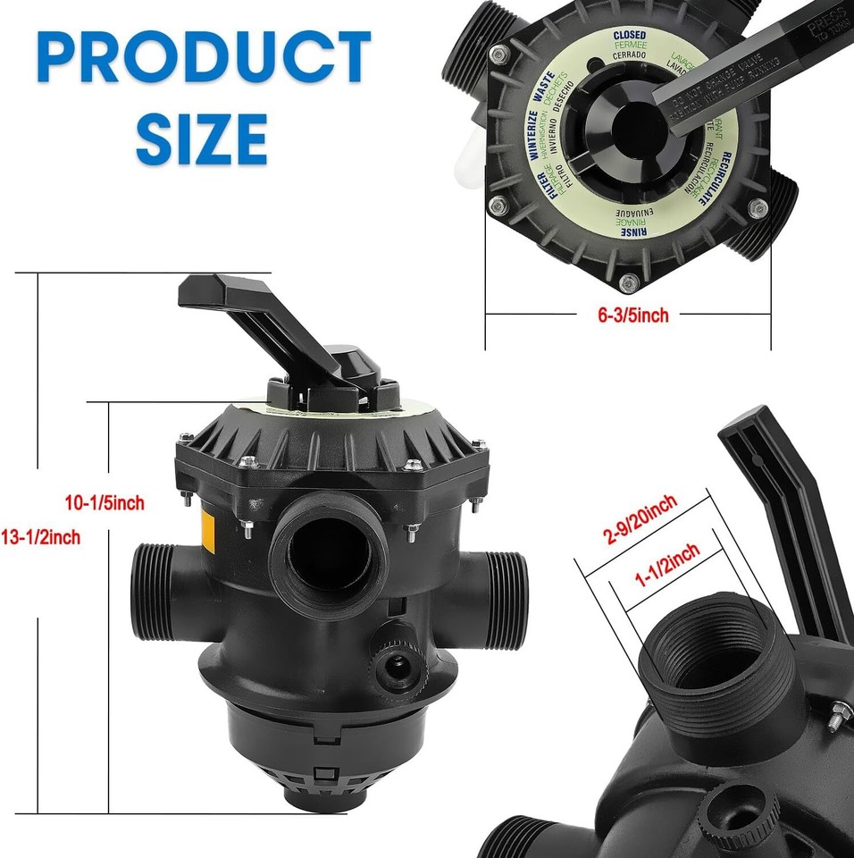 Top Mount Multiport Valve 1-1/2" Sand Filters Pentair for S-200 S-240 ...