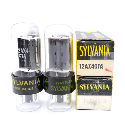 Two SYLVANIA 12AX4GTA 12AX4GTB Half Wave Rectifier Tubes NOS NIB TV-7 ...