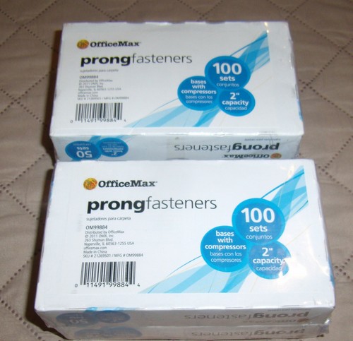LOT 200 OfficeMax Prong Paper Fasteners 2" Base w/ Compressors 4 Boxes ...