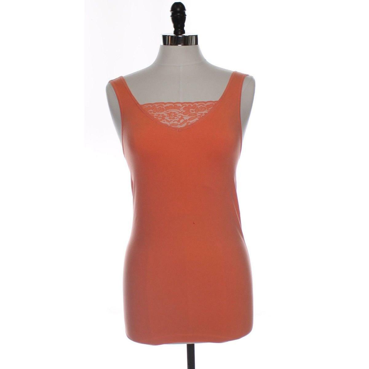 Rhonda Shear Womens XL Lace Cami Tank Top Pull Over Solid Orange ...