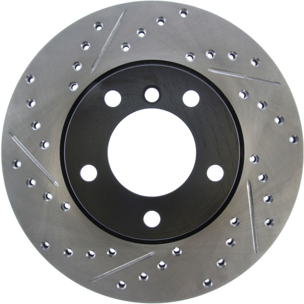 Disc Brake Rotor-Sport Cross-Drilled and Slotted Stoptech 127.34029R ...