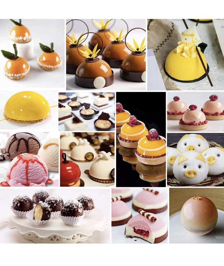 5 Pack 6-Cavity Silicone Cake Mold Hot Chocolate Bombs 2.5in Half Ball ...