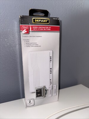 Defiant Wired Contractor Doorbell Kit with 2 Wired Push Buttons, White ...