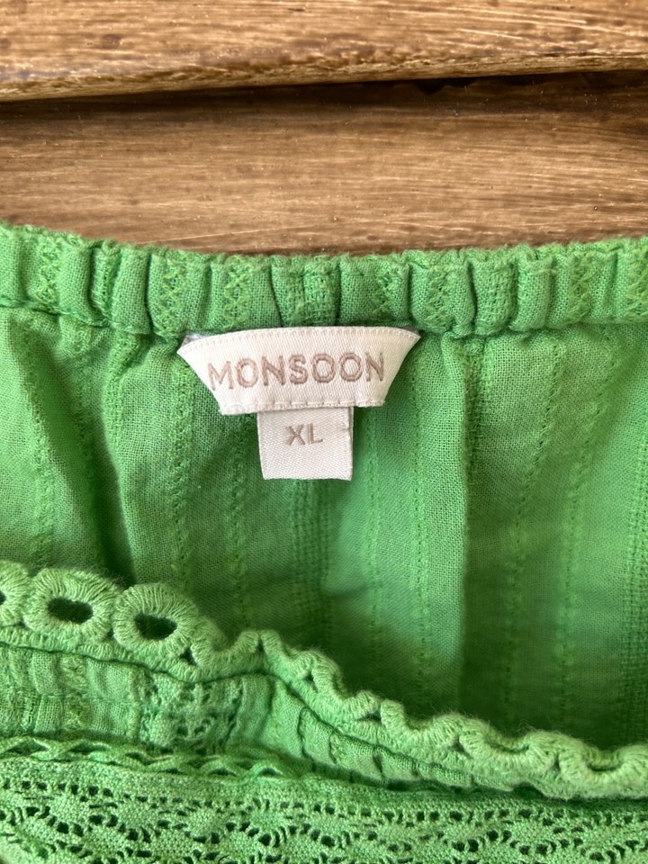 MONSOON 109% Cotton, Green, Gypsy Style Top size XL | eBay UK