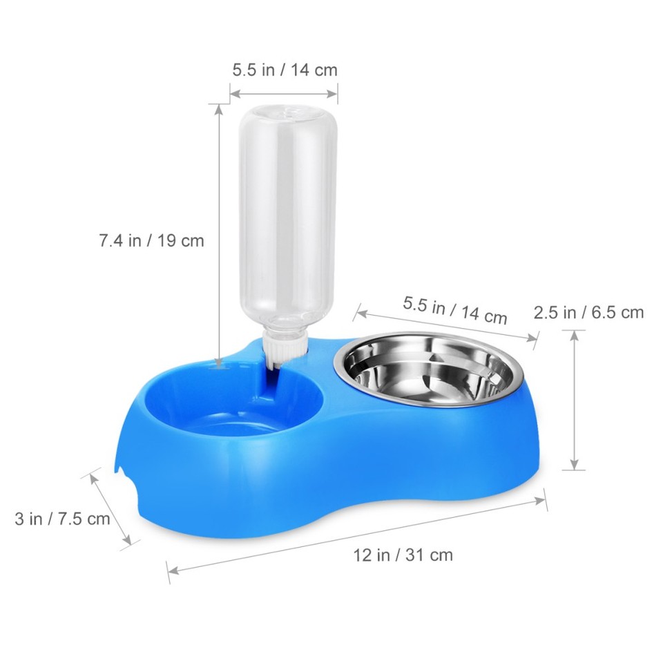 Pet Bowl Self Watering Dog Stainless Bowls Double Wall with Dispenser ...