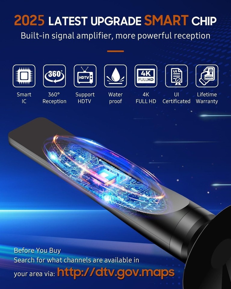 New 4K Rewave Antena, TV Antenna, Suction Cup TV Antenna Plug Play 3m ...