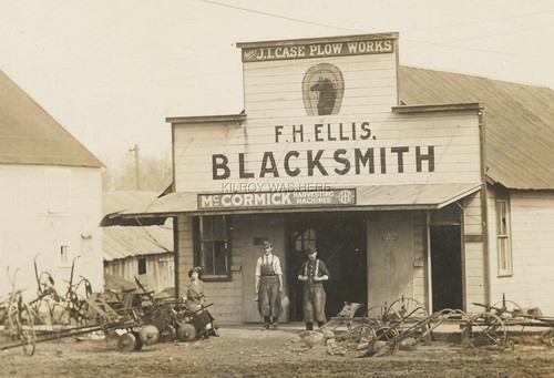 1912 RPPC FERNANDE H ELLIS BLACKSMITH SHOP CRAB ORCHARD NEB CASE PLOW ...
