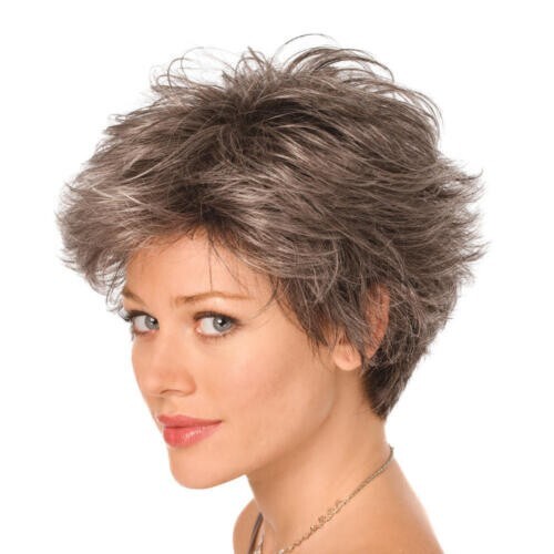 Chic Short Charming Pixie Cut Layered Ash Blonde Synthetic Hair Wigs ...