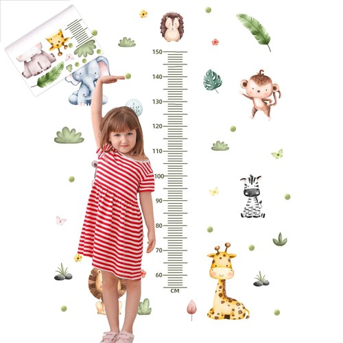 Woodland Kids Growth Chart, Jungle Animals Wall Decals Stickers, Height ...