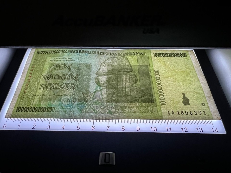 Zimbabwe $20 Zig 2024 Gold Backed UNC Banknote & 2008 10 Trillion ...