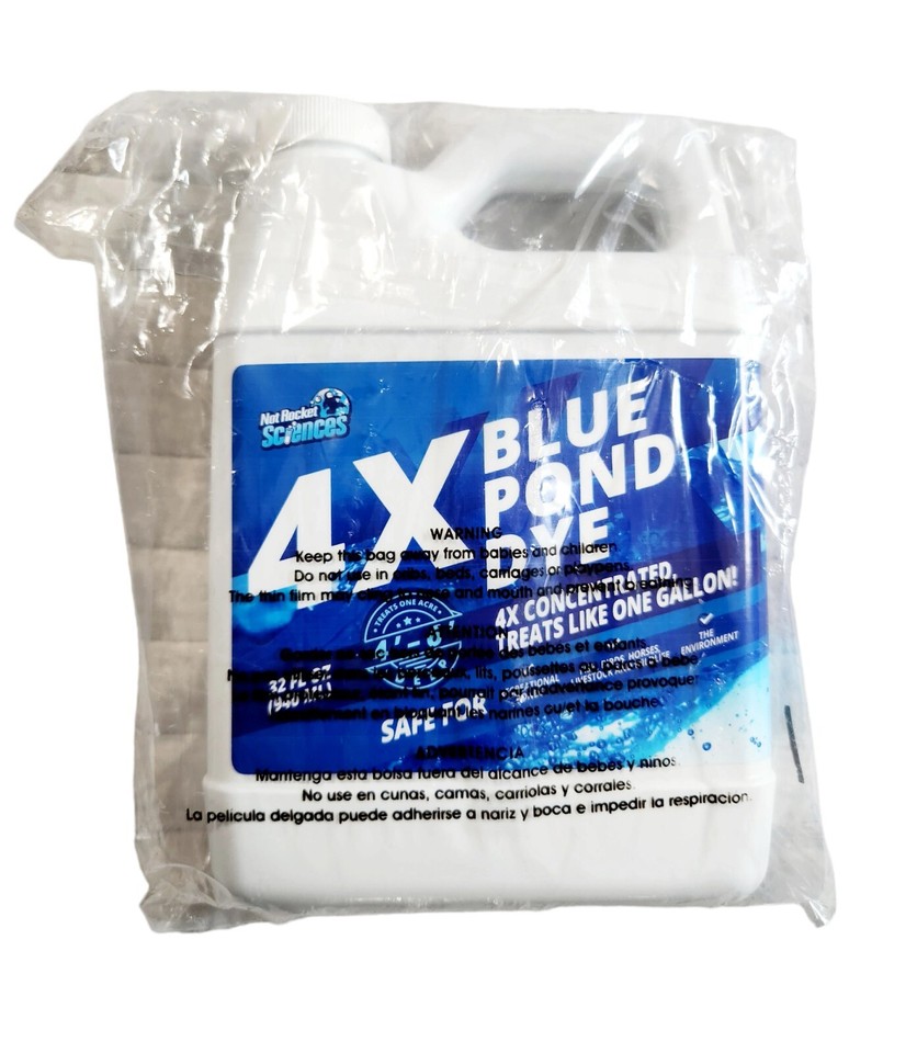 4X Blue Pond Dye Transforms Murky Brown Water to Natural Blue Color ...