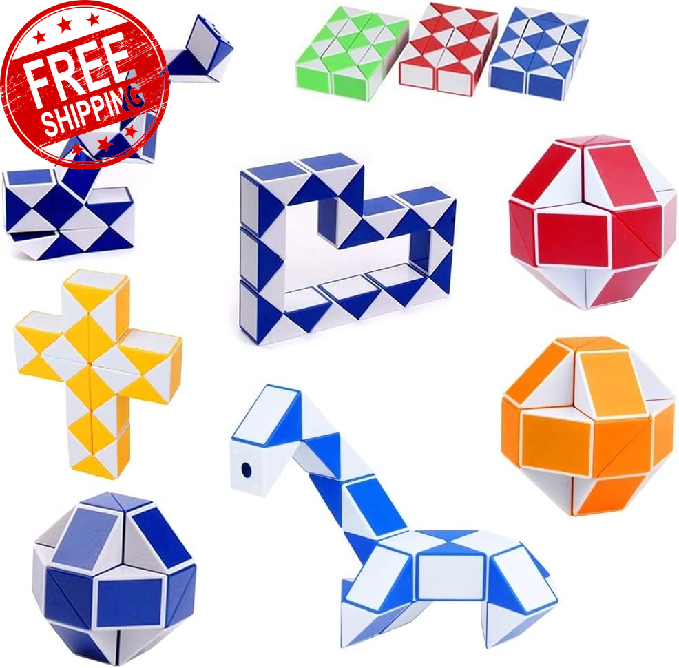 24 Pack Fidget Snake Cube Mini Twist Puzzle Bulk Toys for Kids Teens ...