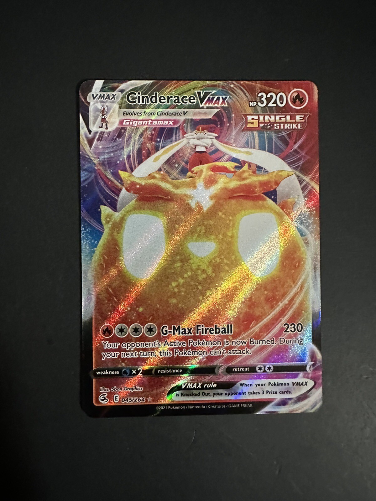 Cinderace VMAX 045/264 Ultra Rare Pokemon TCG Sword & Shield Fusion ...