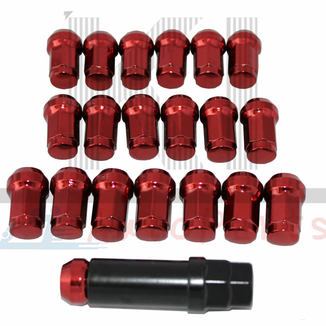 NEW RED STEEL LOCKING HEPTAGON SECURITY LUG NUTS LUGS FOR WHEELS/RIMS ...