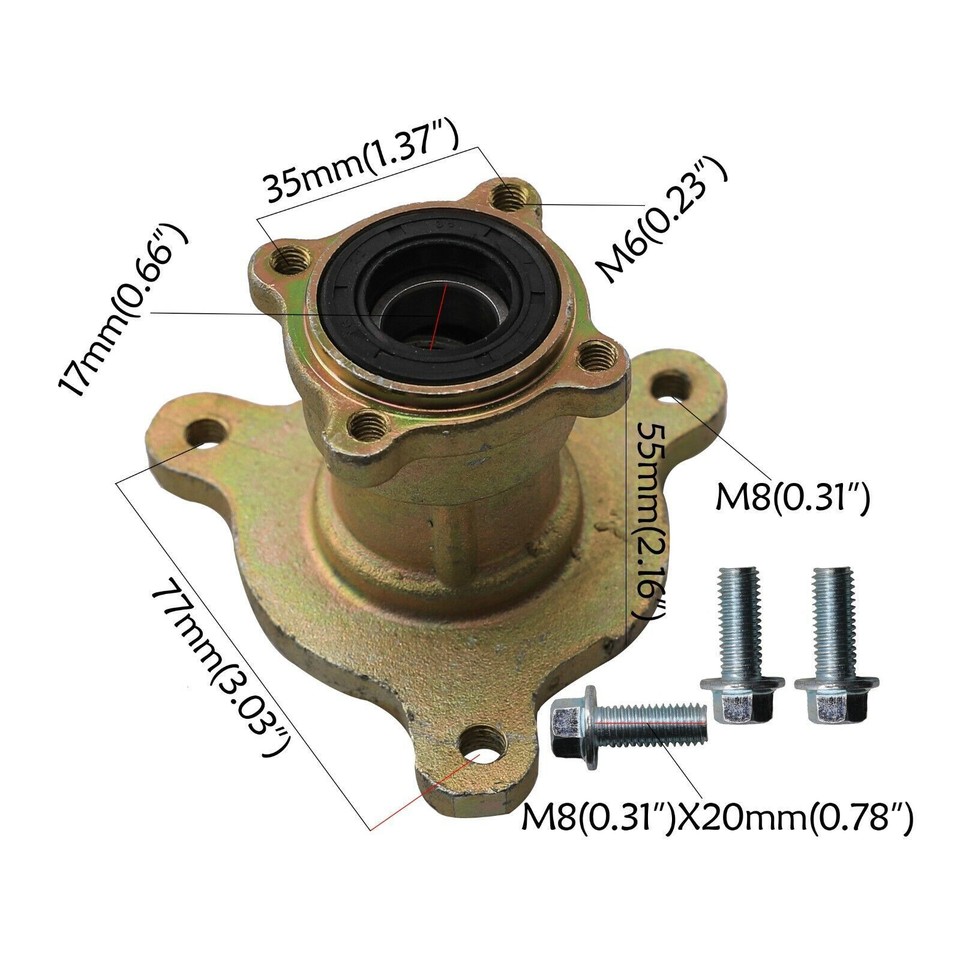 Front Wheel Rim Hubs Steering Knuckle Rotor Brake Caliper Go Kart ATV ...