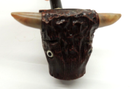 Carved Bull Head with Horns Smoking Pipe Long Stem Detailed Vintage | eBay