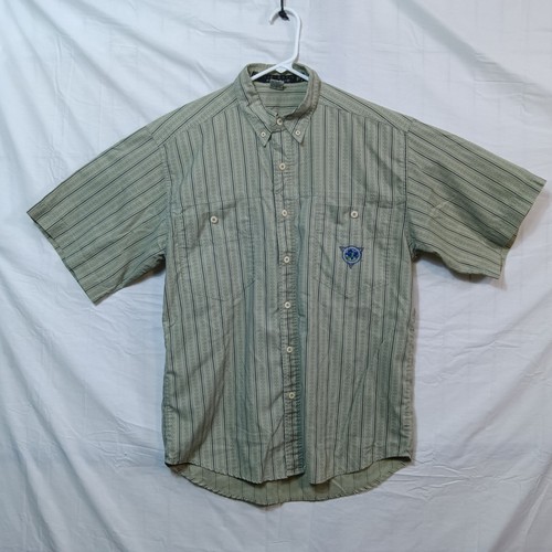 Vintage Bugle Boy Men's Large Gray Striped Button Down 90s Core Basic ...