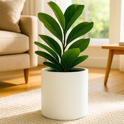 10 Inch Plant Pot with Drainage Plug — Premium Lightweight Fiberstone ...