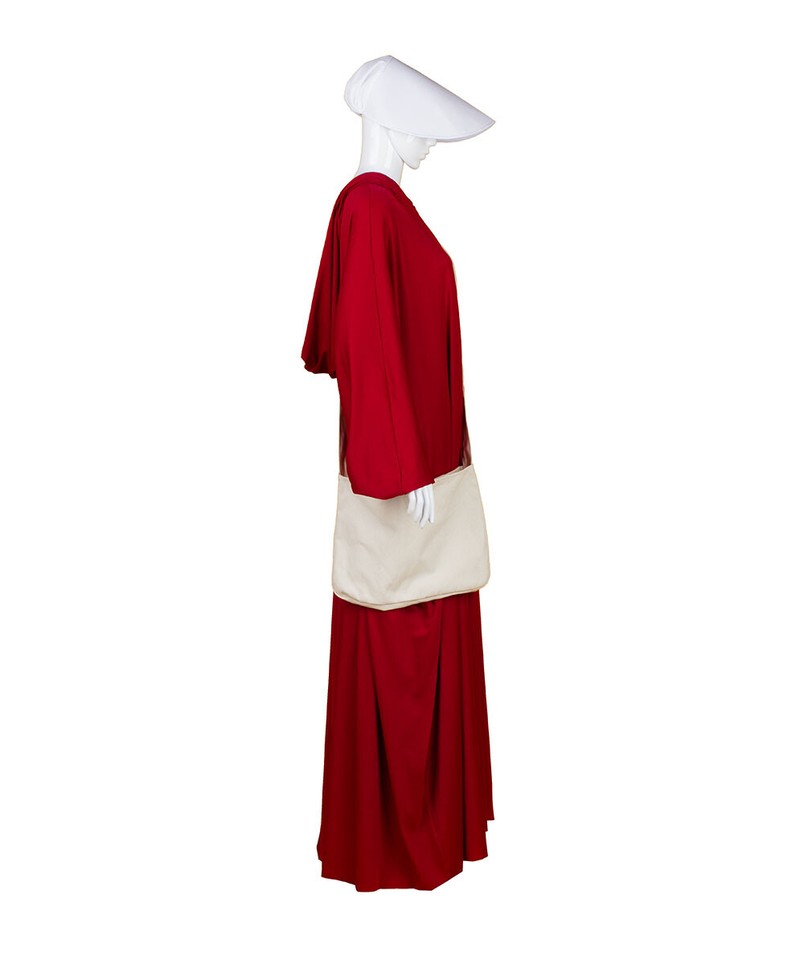 Womens Handmaid's Tale Costume Set - Hooded Robe, Bonnet, Bag Halloween ...