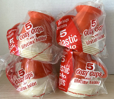 Vintage 1970s Solo Cozy Cups LOT of 4 + 20 Refill Retro MCM Orange NIP ...