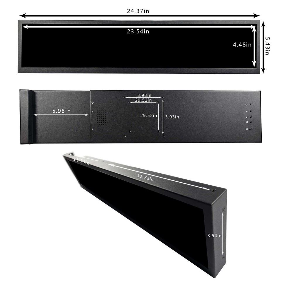 24inch 1920x360 LCD Monitor With HD USB Port Iamge Rotate and USB Play ...