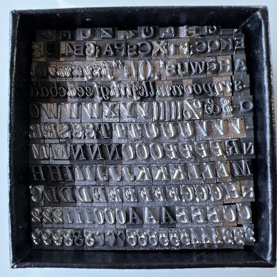 Vintage 12 Pt Italic+ Letterpress type Letters 0-9 Punctuation 2x2 ...