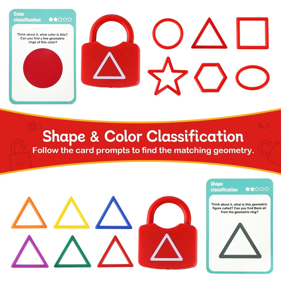 Xylolin Preschool Shape Sorting Matching Learning Locks with Keys Toys ...