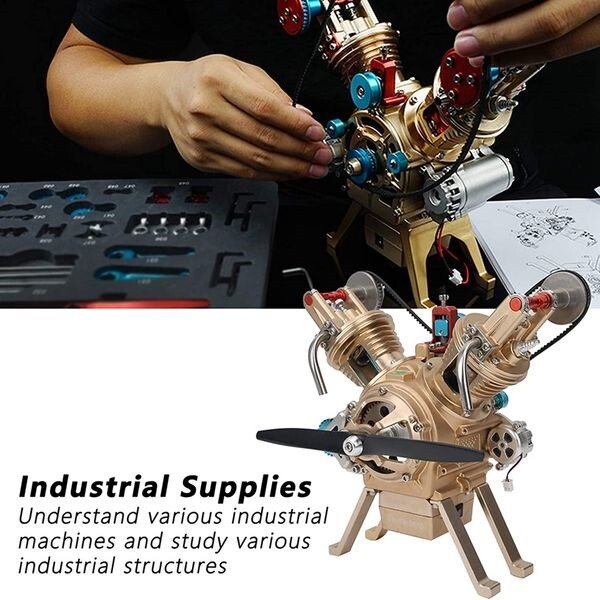 2 Cylinder Engine Build Kit Full Metal V2 Car Engine Assembly Kit Toy ...