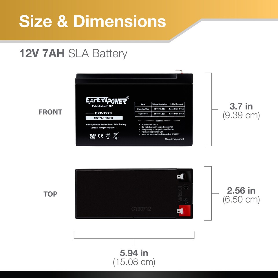 Expert Power 2 Pack-12v 7ah UPS Battery replaces 7ah Enduring CB7-12 ...