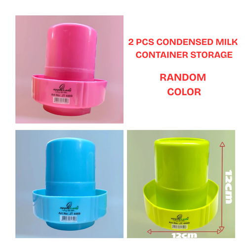 2 PCS CONDENSED MILK CONTAINER STORAGE WITH COVER RANDOM COLOR 12CM X ...