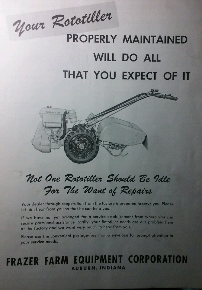 Rototiller Frazer Tractor Parts Catalog, Accessories & Price List (2 ...