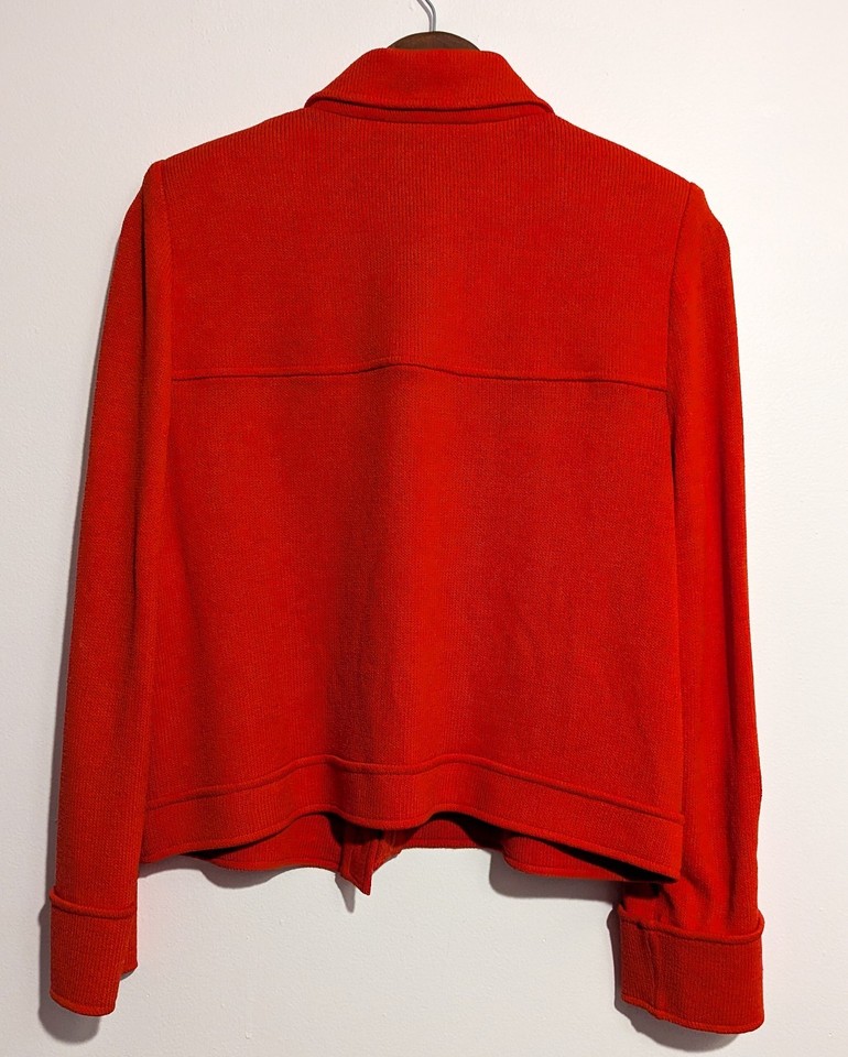St. John Collection By Marie Gray Red Collared Knit Jacket Gold Buttons ...