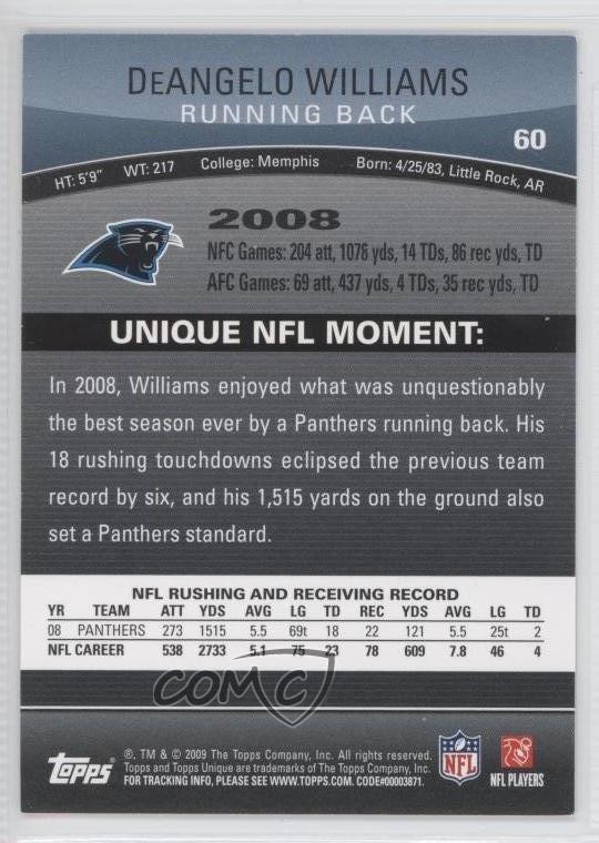 2009 Topps Unique Bronze Select 41/99 DeAngelo Williams #60 1u6 | eBay
