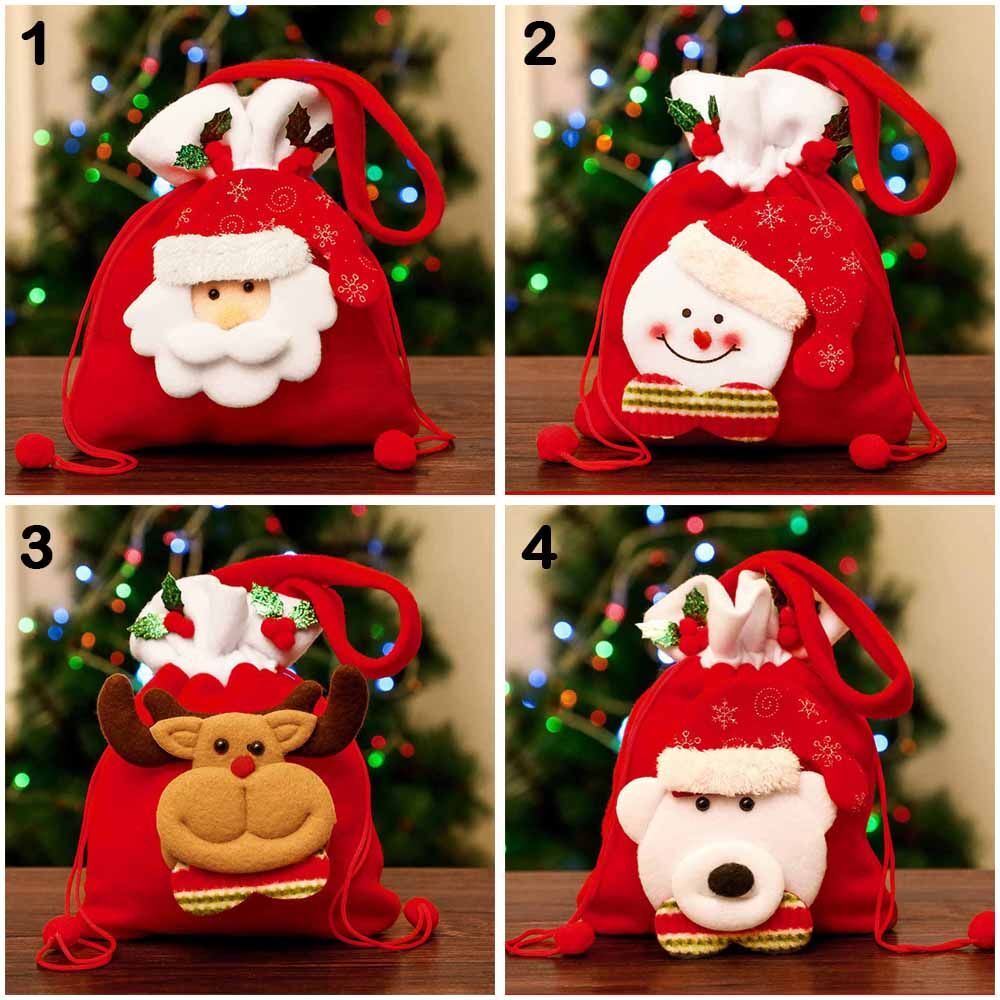 ornament Stocking Bag Santa Drawstring Bag Xmas Gifts Pouch Christmas ...