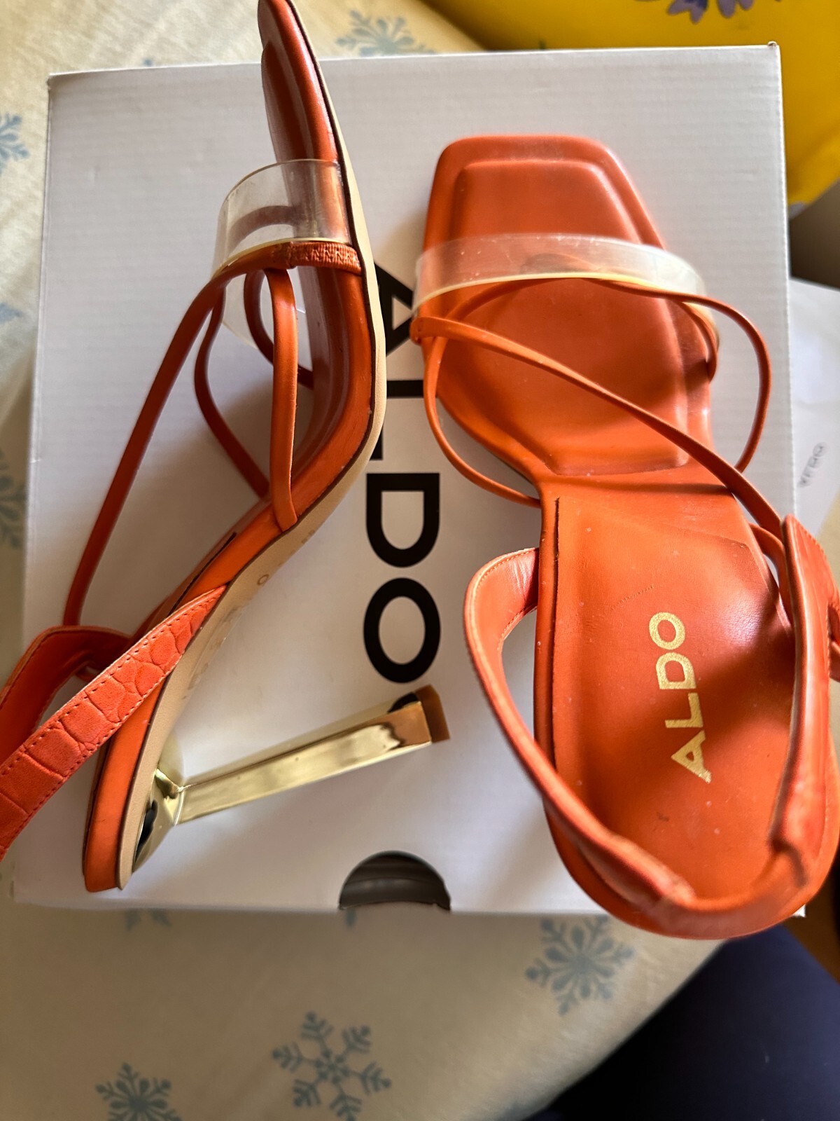 Aldo, women's high heel, golden square shape hell, st… - Gem